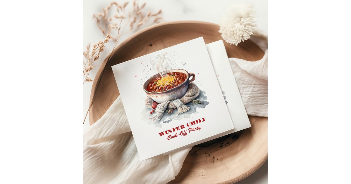 Winter Chili Cook-Off Party | Holiday Party Table Napkins | Zazzle