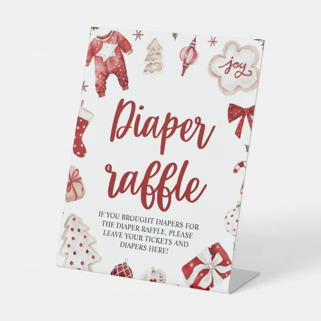 Winter Christmas Baby Shower Diaper Raffle Sign | Zazzle