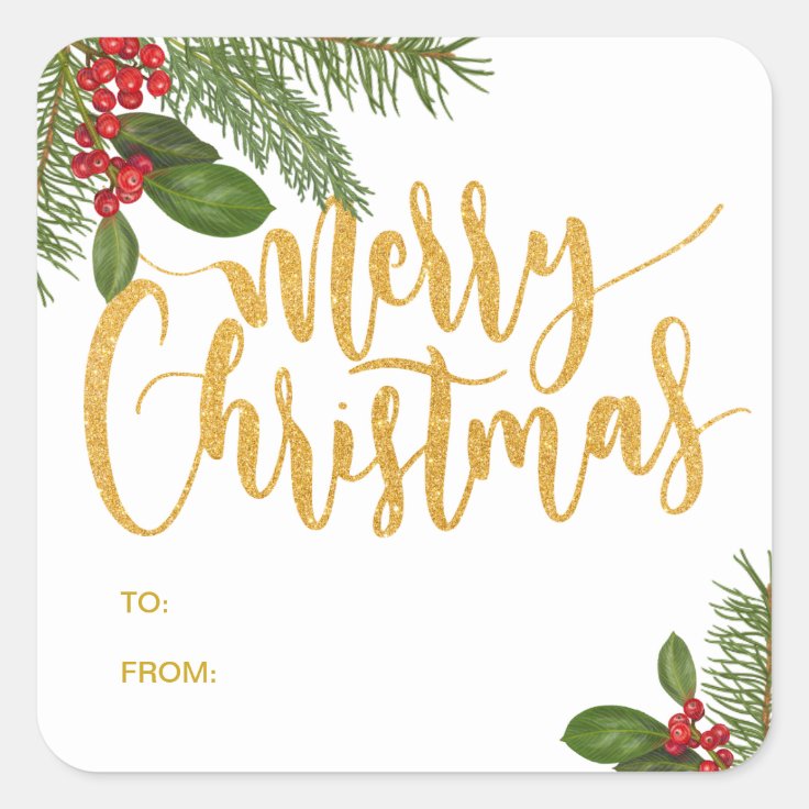 Winter Christmas Berries | Gift Tag Sticker | Zazzle