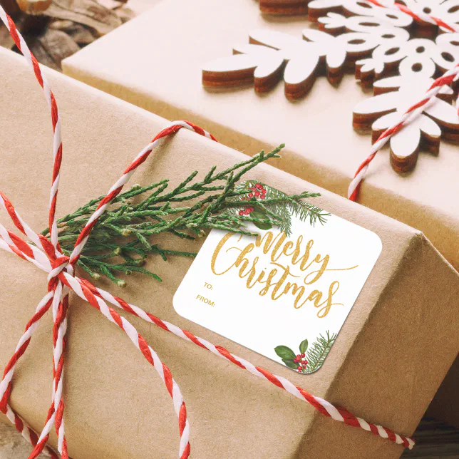 Winter Christmas Berries | Gift Tag Sticker | Zazzle