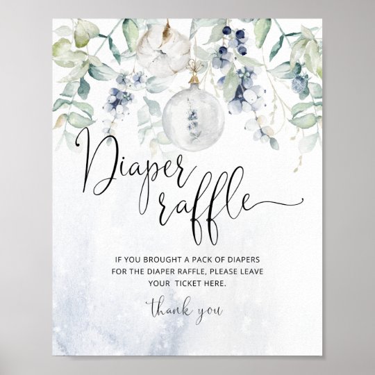 Winter Christmas bubble elegant diaper raffle Poster | Zazzle.com