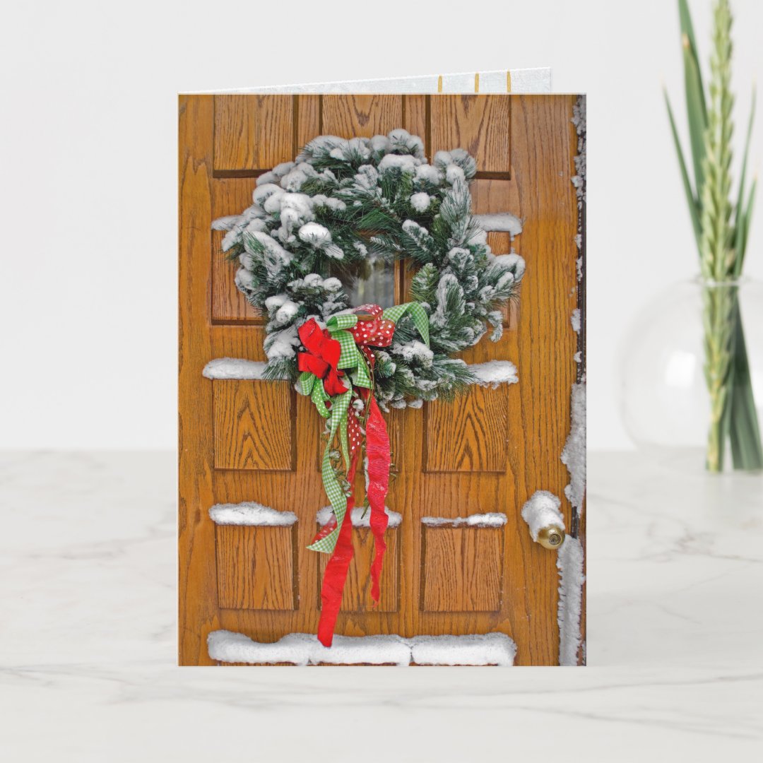 Winter Christmas Door Holiday Card | Zazzle