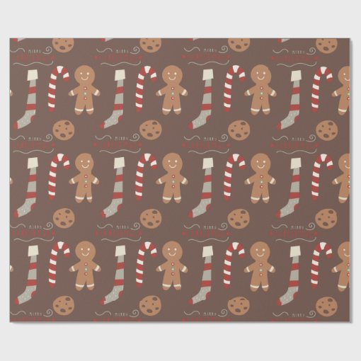 Winter Christmas Festive Gingerbread Man Wrapping Paper | Zazzle