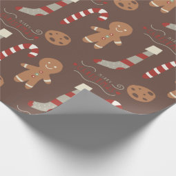 Winter Christmas Festive Gingerbread Man Wrapping Paper | Zazzle