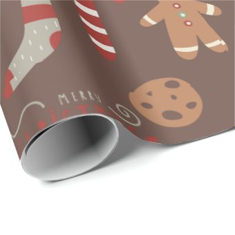 Winter Christmas Festive Gingerbread Man Wrapping Paper | Zazzle