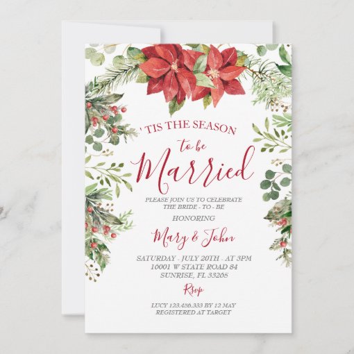 Winter Christmas Greenery Floral Wedding Invitation | Zazzle