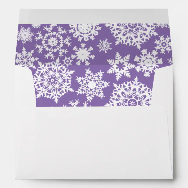Winter Christmas Purple Snowflake Pattern Envelope | Zazzle
