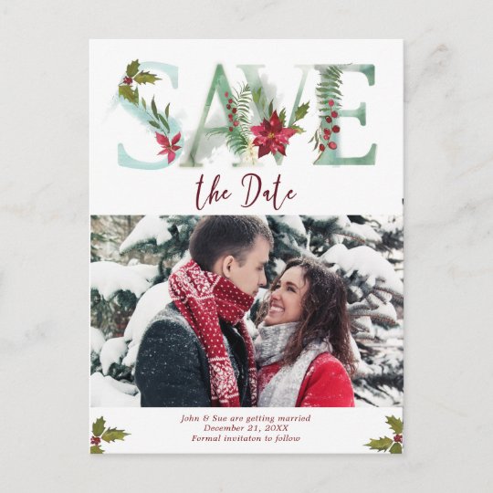winter christmas save the date photo postcard | Zazzle.com
