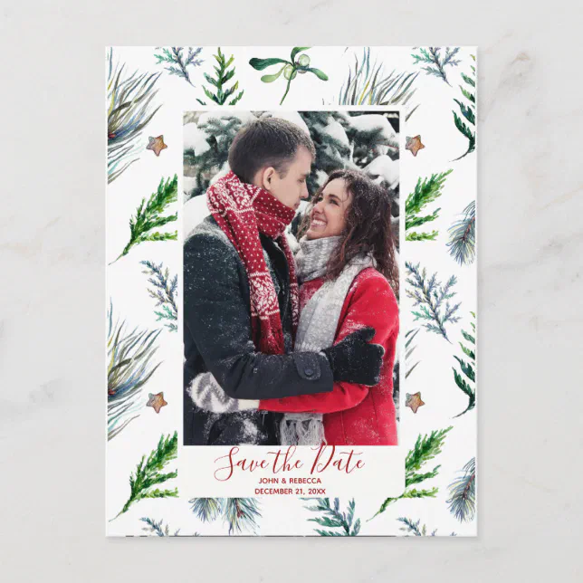 winter christmas save the date postcard | Zazzle