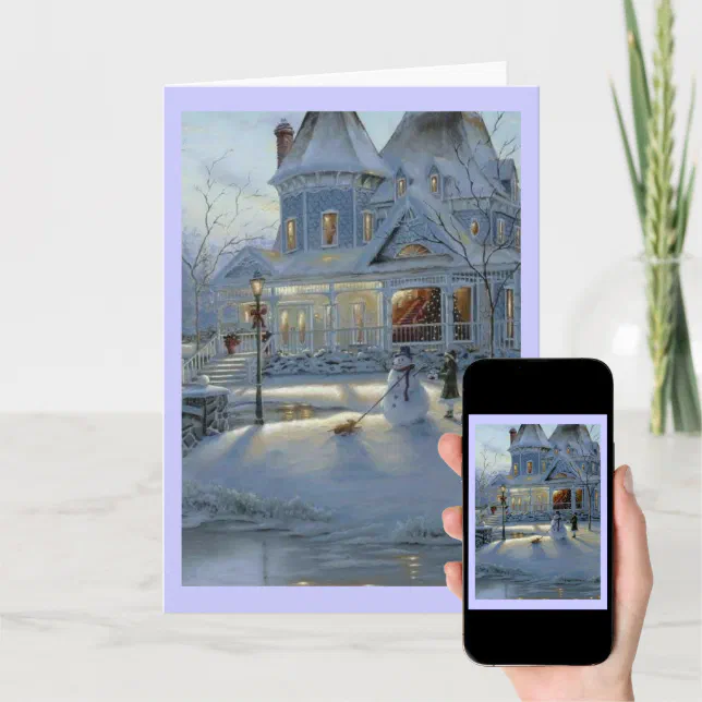 Winter Christmas Snow Scene Holiday Card | Zazzle