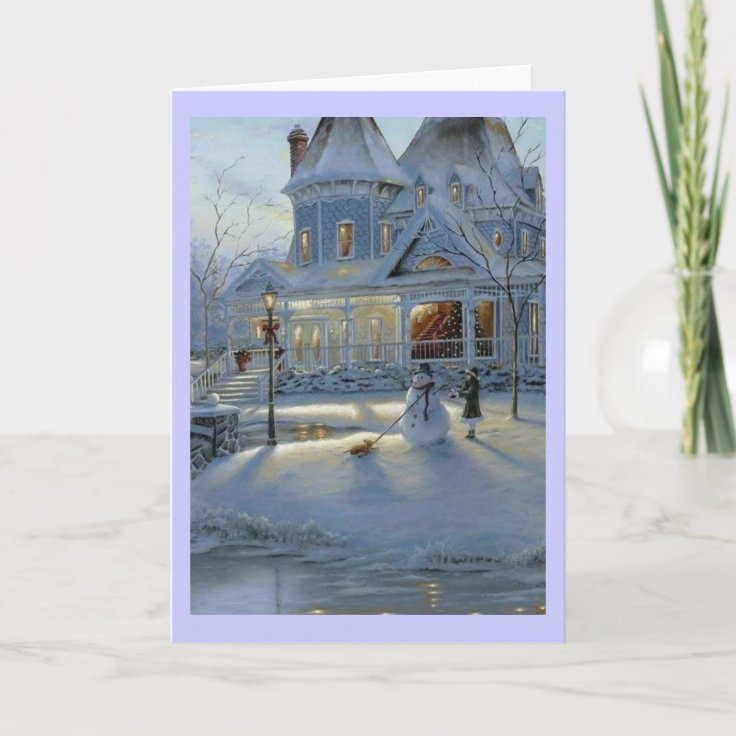 Winter Christmas Snow Scene Holiday Card | Zazzle