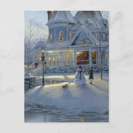 Winter Christmas Snow Scene Holiday Postcard | Zazzle.com
