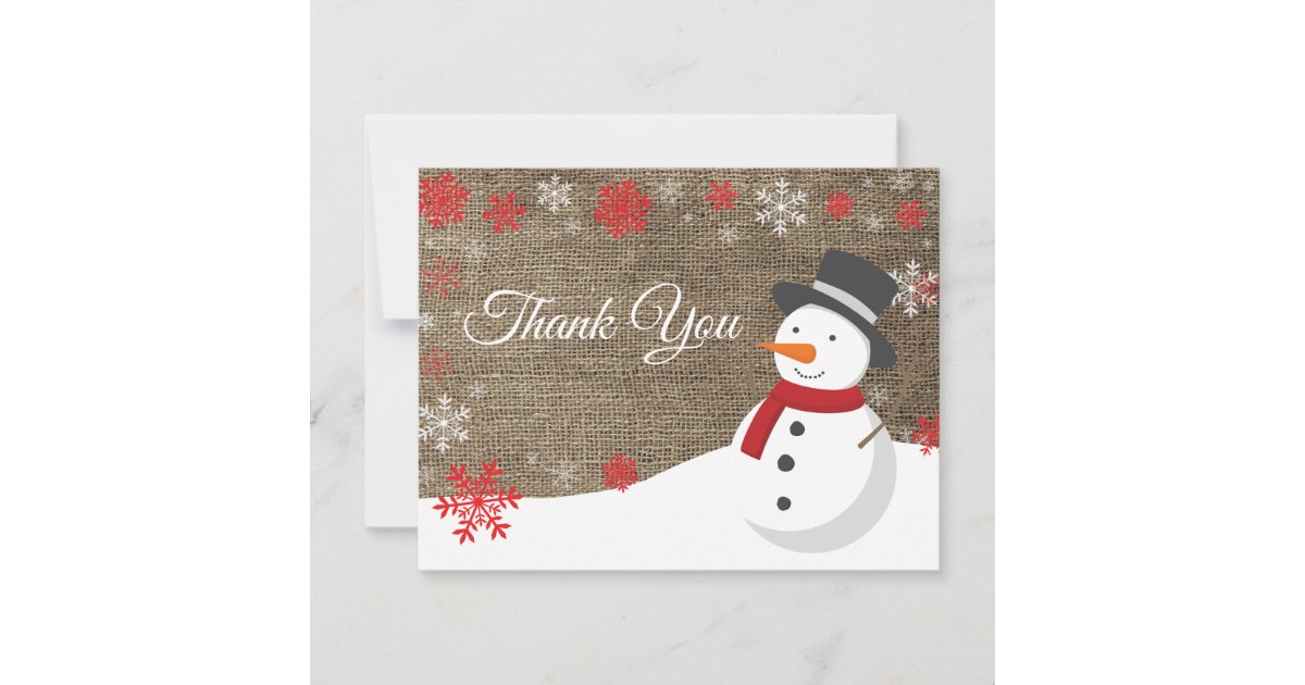 Winter Christmas Snowman Thank You Card | Zazzle
