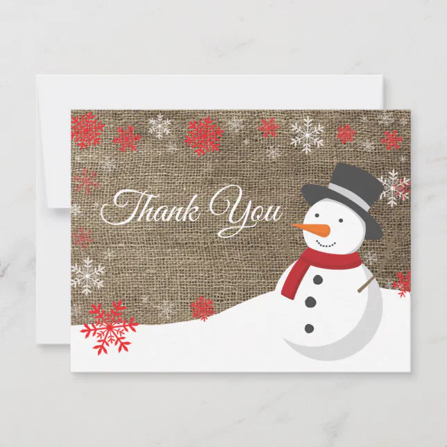 Winter Christmas Snowman Thank You Card | Zazzle