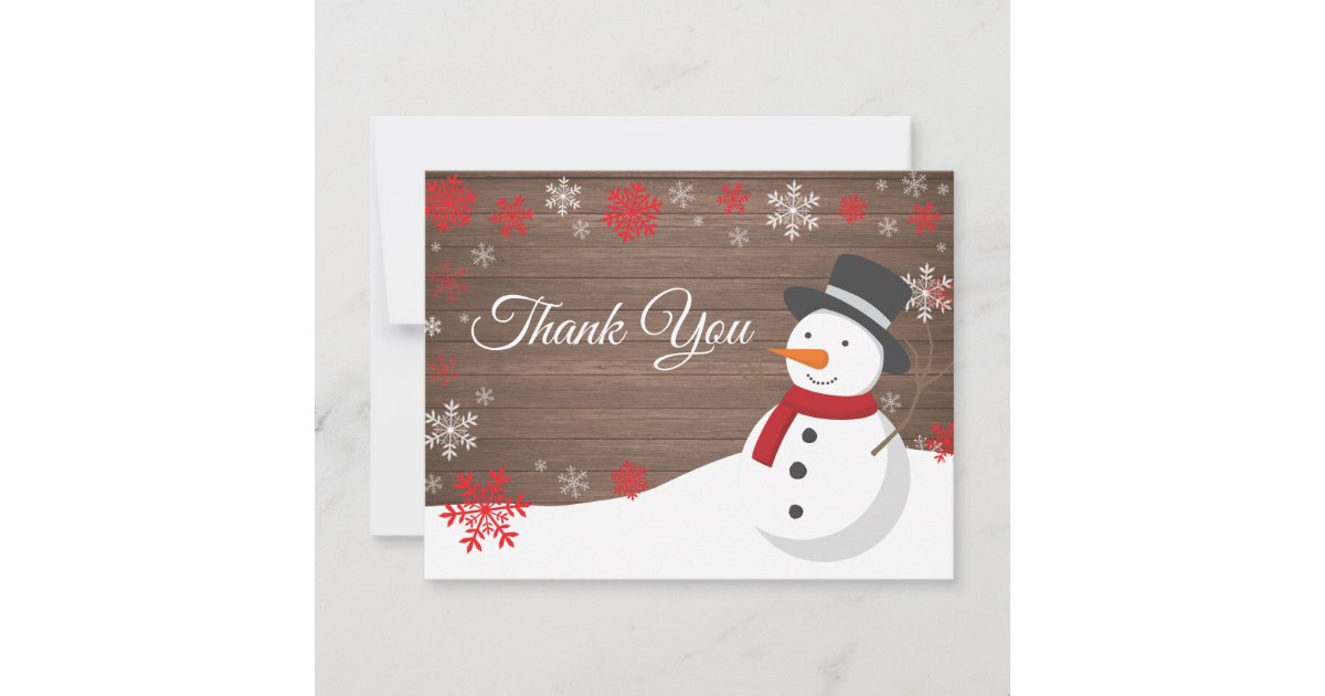 Winter Christmas Snowman Thank You Card | Zazzle