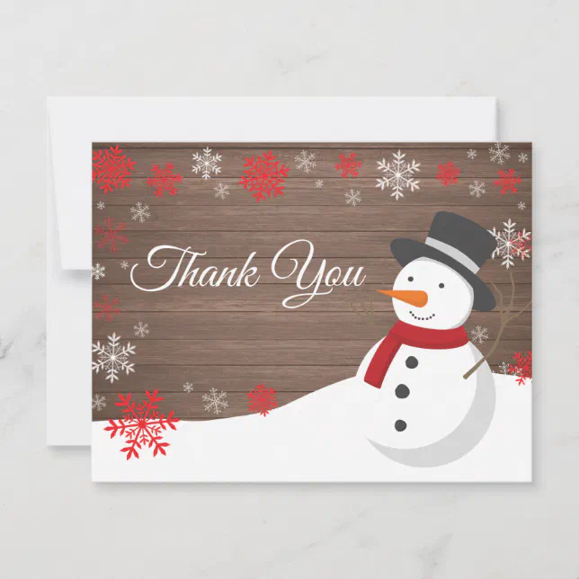 Winter Christmas Snowman Thank You Card | Zazzle