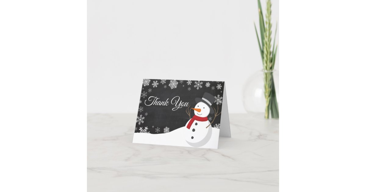 Winter Christmas Snowman Thank You Card | Zazzle