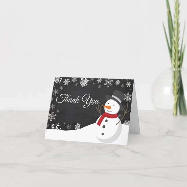 Winter Christmas Snowman Thank You Card | Zazzle