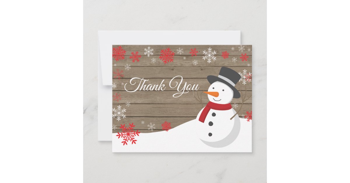 Winter Christmas Snowman Thank You Card | Zazzle