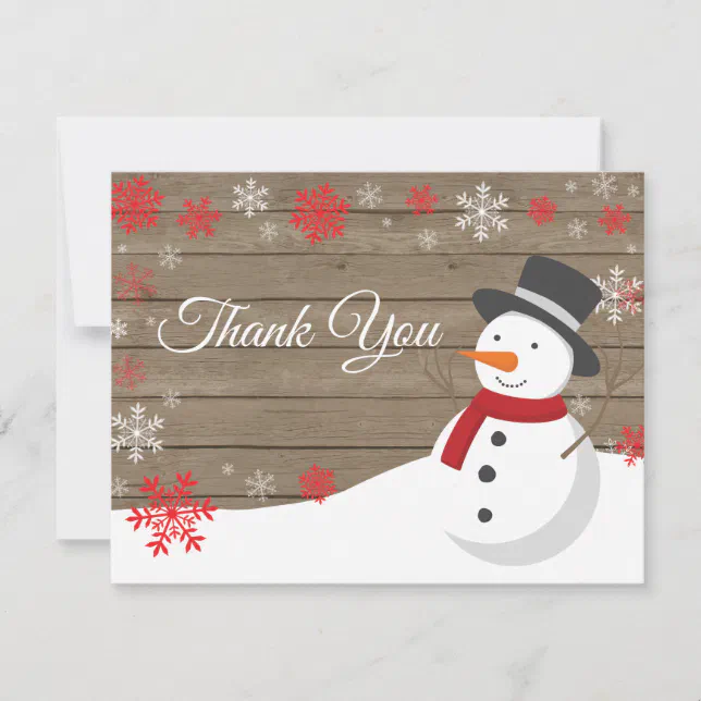 Winter Christmas Snowman Thank You Card | Zazzle