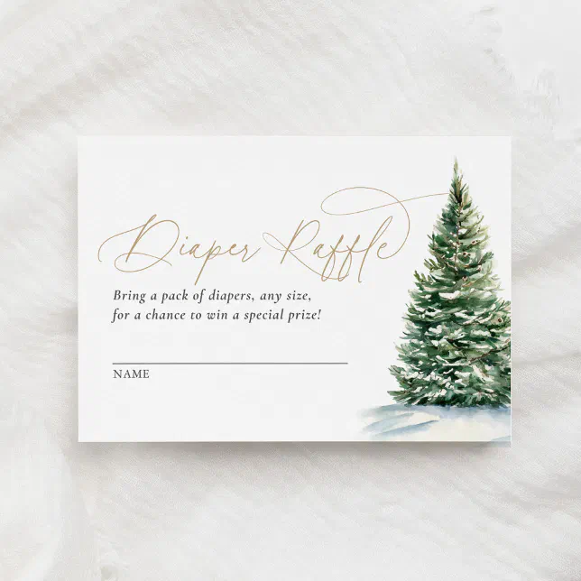 Winter Christmas Tree Baby Shower Diaper Raffle Enclosure Card | Zazzle