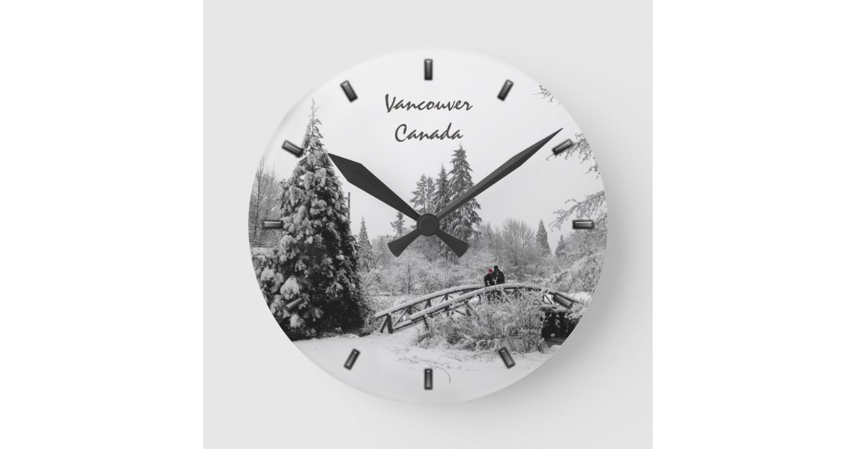 Winter Clock Custom Winter Bridge Wall Clock | Zazzle