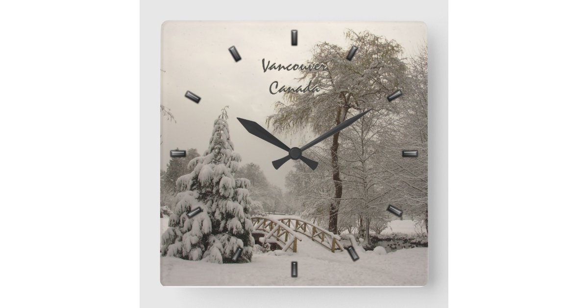Winter Clock Custom Winter Bridge Wall Clock | Zazzle