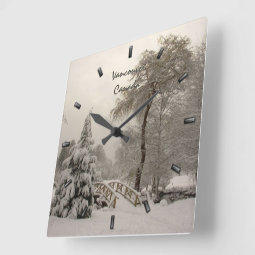 Winter Clock Custom Winter Bridge Wall Clock | Zazzle