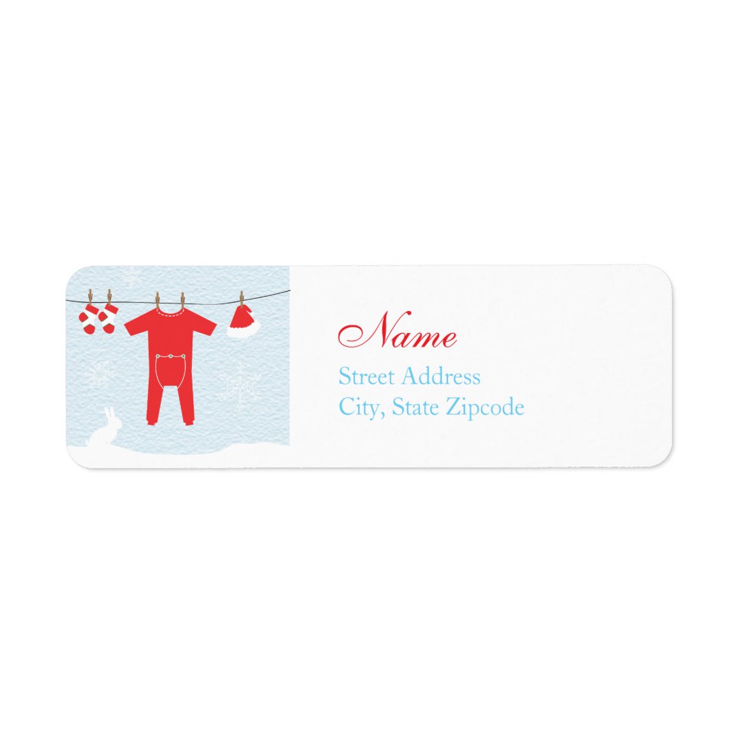 Winter Clothesline Baby Shower Address Label | Zazzle