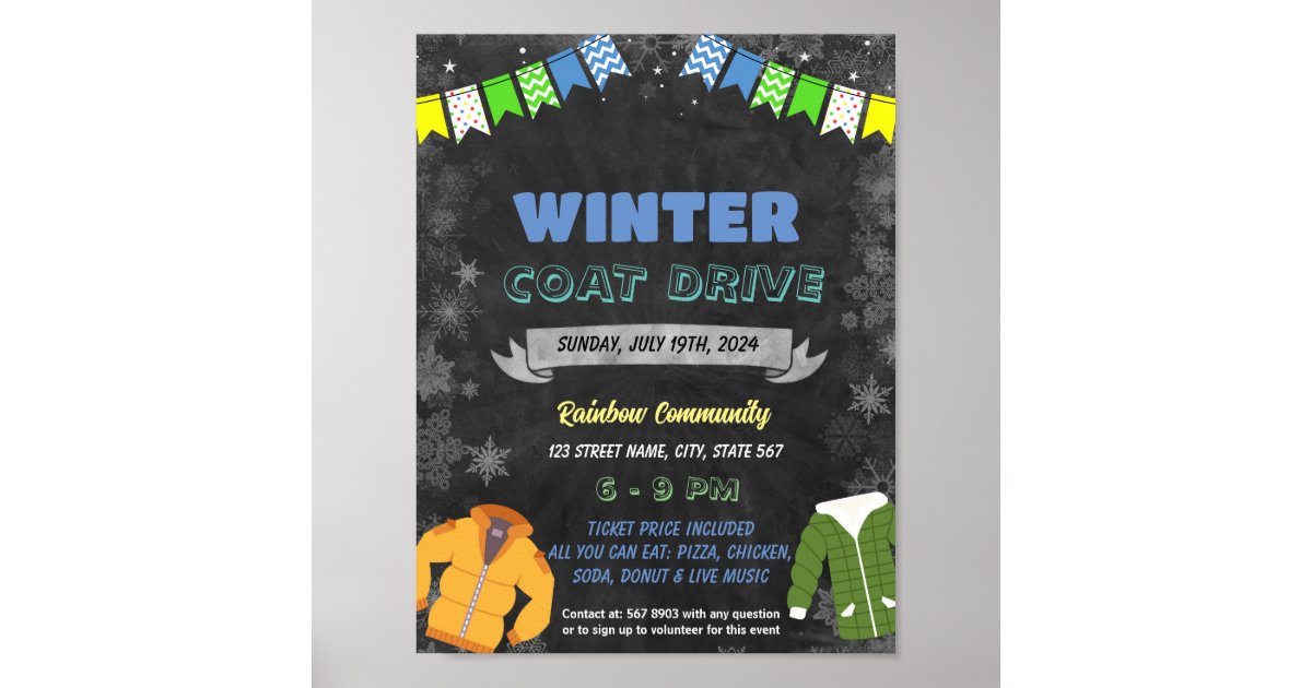 Winter Coat Drive event Template Poster | Zazzle