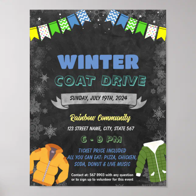 Winter Coat Drive event Template Poster | Zazzle