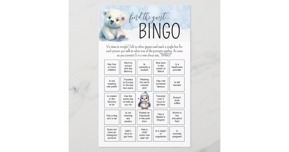 Winter Cold Outside Baby Bingo Baby Shower Game | Zazzle