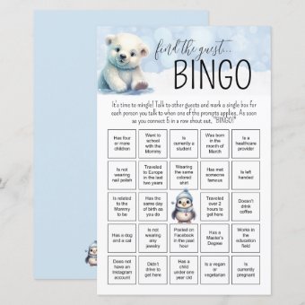 Winter Cold Outside Baby Bingo Baby Shower Game | Zazzle