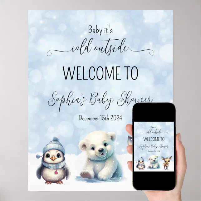 Winter Cold Outside Baby Shower Welcome Sign | Zazzle