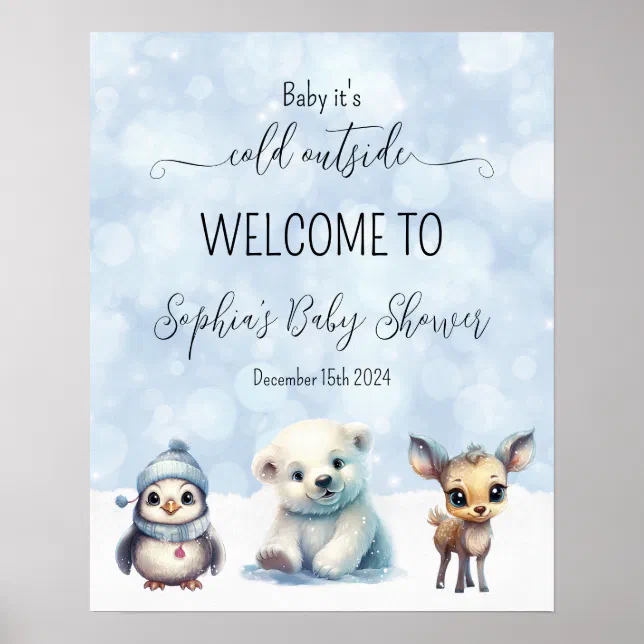 Winter Cold Outside Baby Shower Welcome Sign | Zazzle