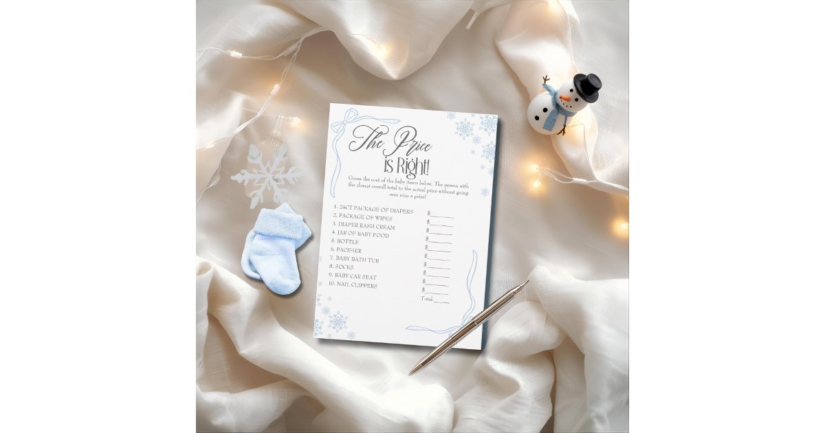 Winter Coquette Blue Price is Right Game Card | Zazzle