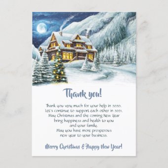 Winter Corporate Christmas Holiday Thank You Card | Zazzle