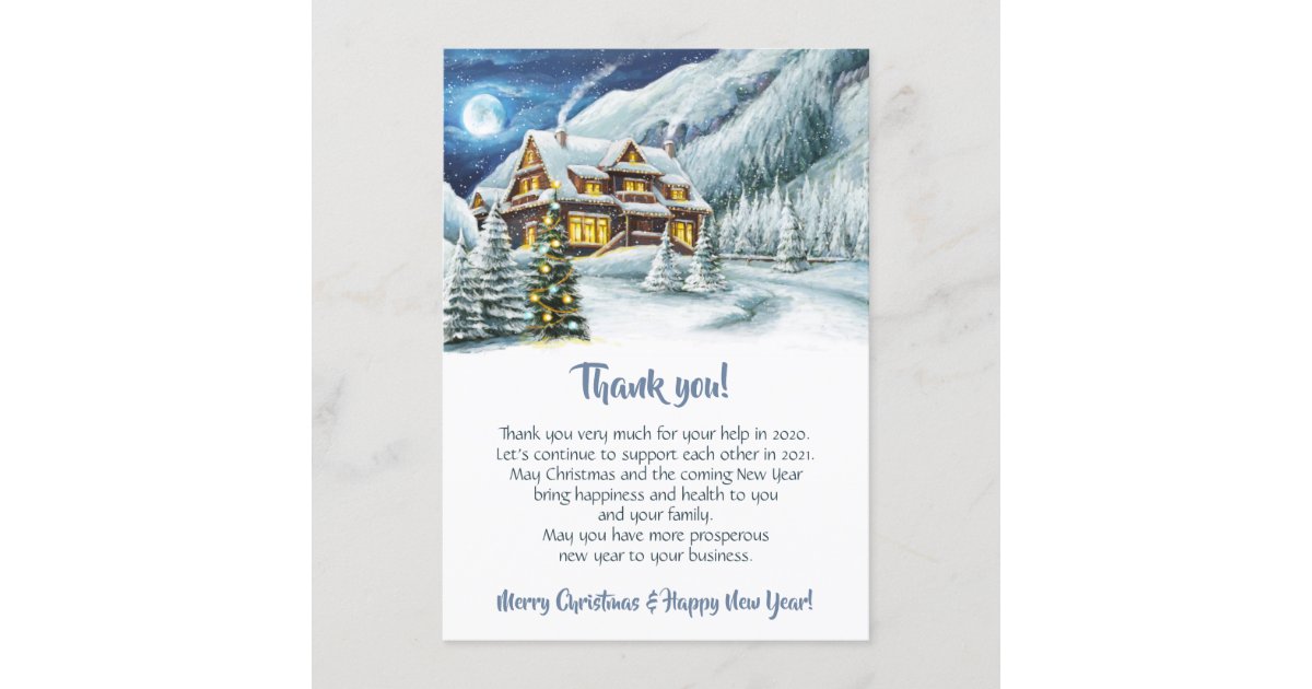 Winter Corporate Christmas Holiday Thank You Card | Zazzle
