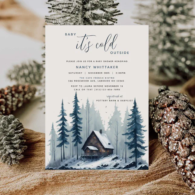 Winter Cottage Baby It's Cold Outside Baby Shower Invitation | Zazzle