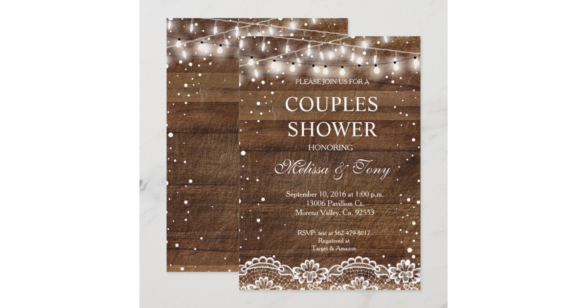 Winter Couple Shower Rustic Invitation | Zazzle