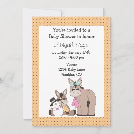 Winter Donkey Baby Shower Invitation | Zazzle