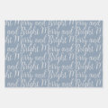 Winter Dusty Blue Christmas Script Holiday Wrapping Paper Sheets | Zazzle