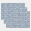 Winter Dusty Blue Christmas Script Holiday Wrapping Paper Sheets | Zazzle