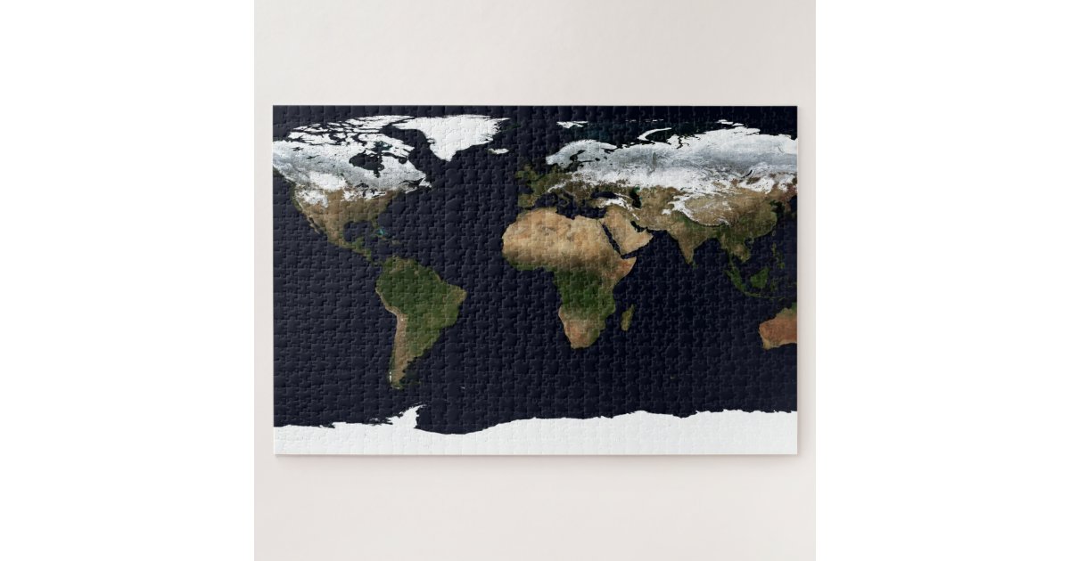 Winter Earth Geographical World Atlas Map Jigsaw Puzzle | Zazzle