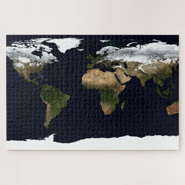 Winter Earth Geographical World Atlas Map Jigsaw Puzzle | Zazzle