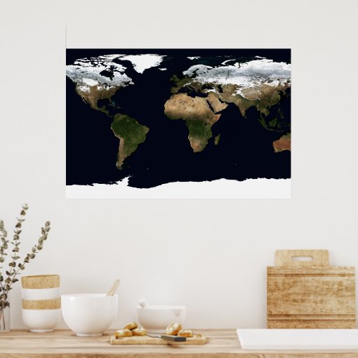 Winter Earth Geographical World Atlas Map Poster | Zazzle