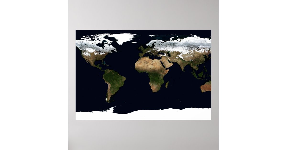 Winter Earth Geographical World Atlas Map Poster | Zazzle