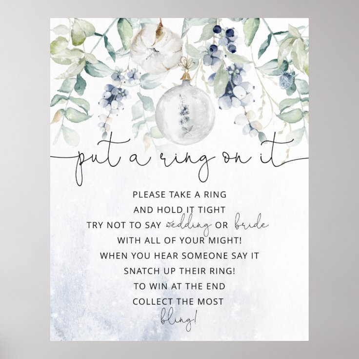 Winter elegant put a ring on it game poster | Zazzle