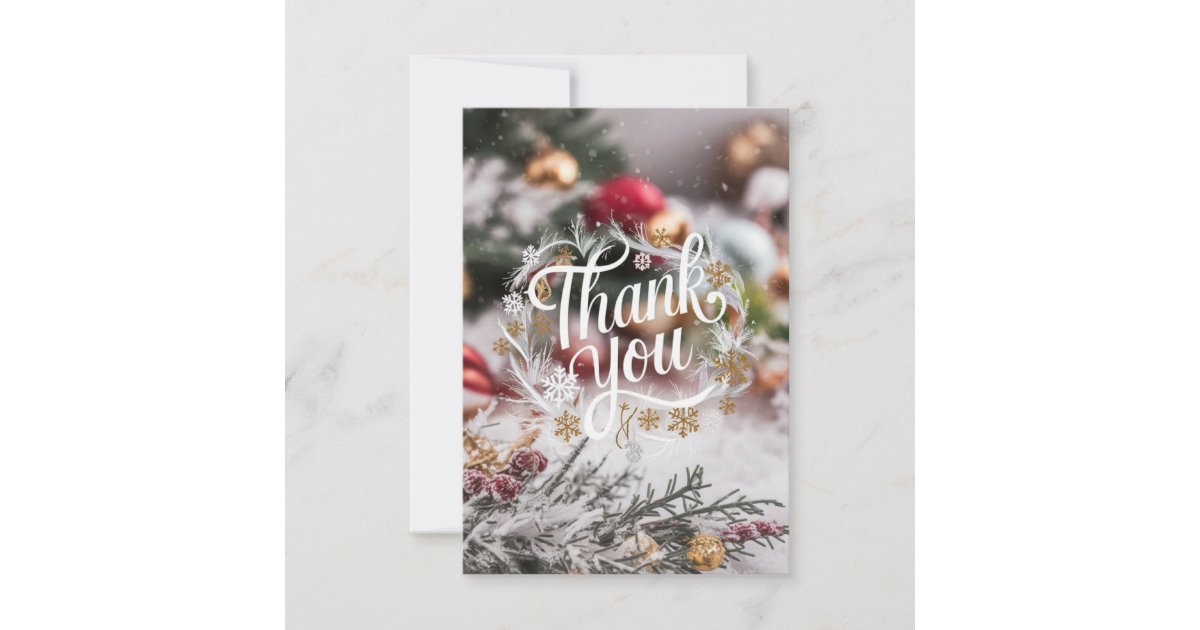Winter Enchanted Simple Happy Holidays Thank You Card | Zazzle