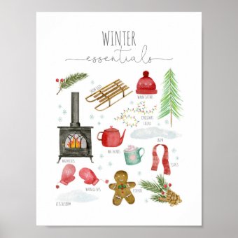 Winter essentials art print - children poster | Zazzle